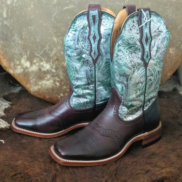 Boulet | Shoes | Boulet 29 Brownblackmetallic Green Leather Cowgirl ...
